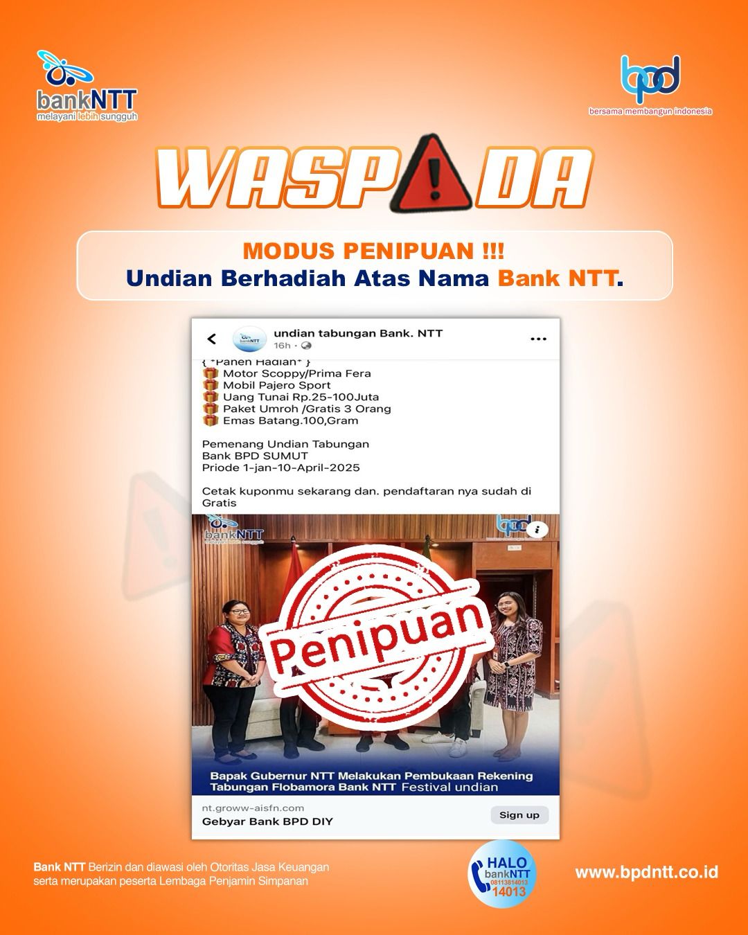 Jangan Klik! Nasabah Wajib Waspada Modus Penipuan Berkedok Undian Berhadiah Bank NTT | Koran NTT